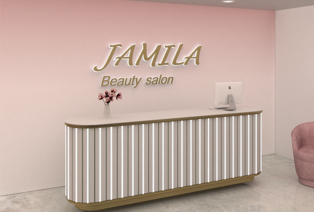 Effortless Style: Ideas for a Sleek Reception Desk in a Trendy Beauty ...