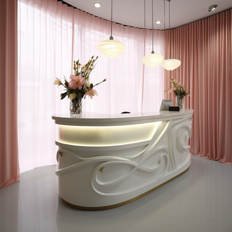 Elegant and Inviting: Reception Desk Designs for Upscale Beauty Salons ...