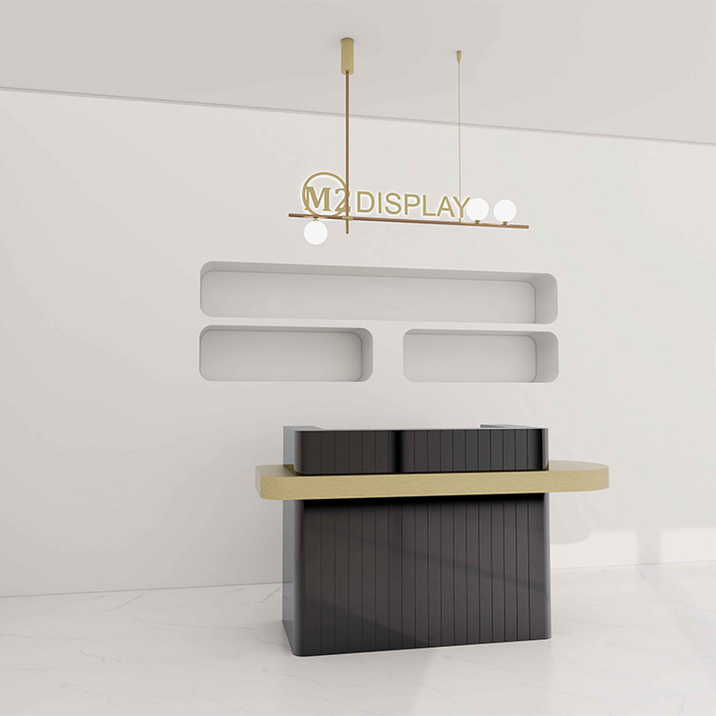 UPGRADED Macron Gold Pencil Reception Desk of High Quality - M2 Retail