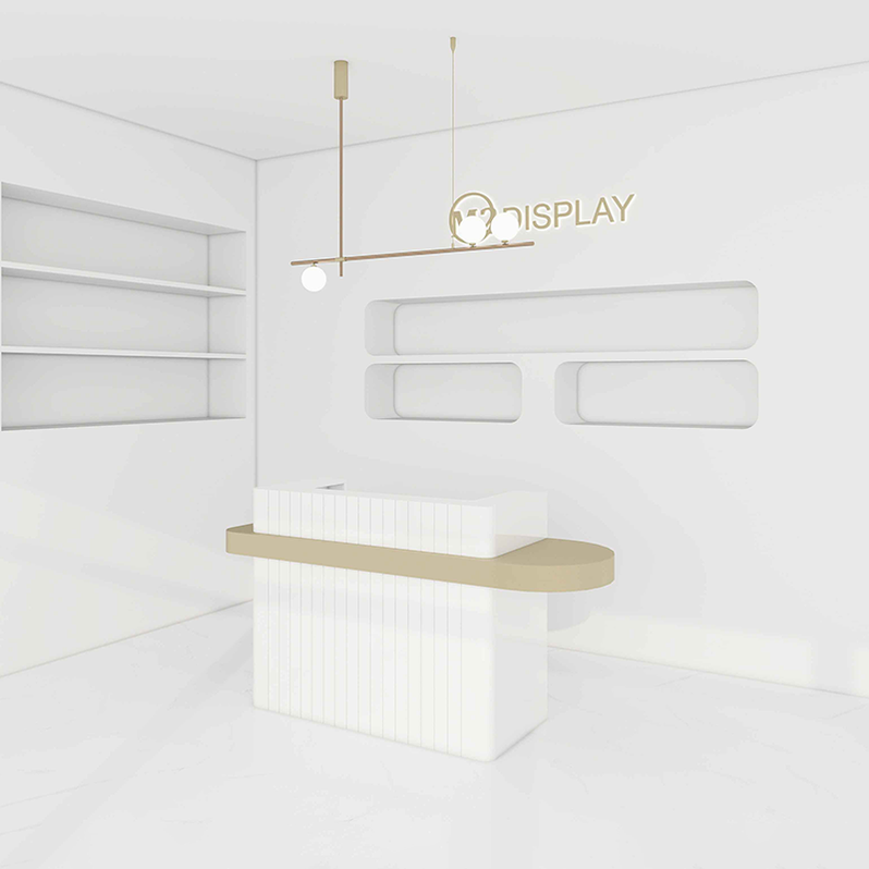 UPGRADED Macron Gold Pencil Reception Desk of High Quality - M2 Retail