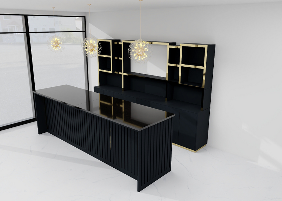 Modern Minimalist Grid Custom Artificial Stone Countertop Reception de ...