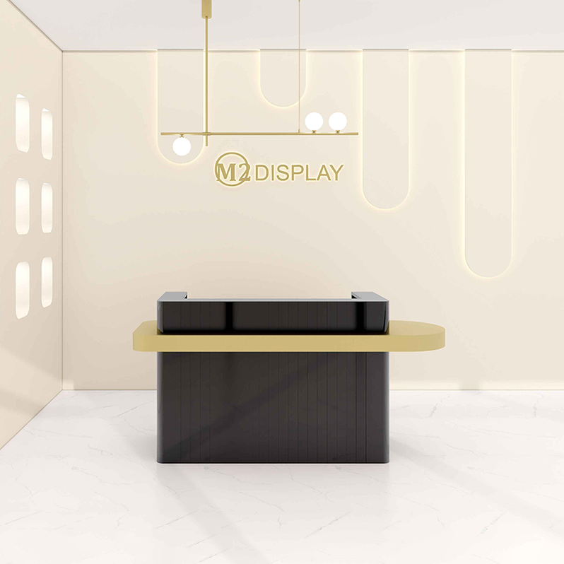 UPGRADED Macron Gold Pencil Reception Desk of High Quality - M2 Retail