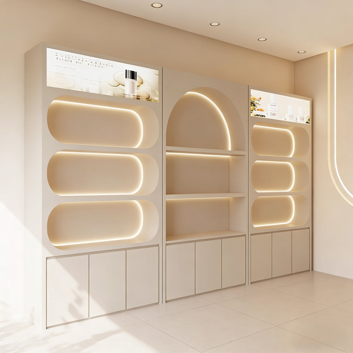 Brendis CREAM Spa Cosmetic Display Cabinet — M2 Retail