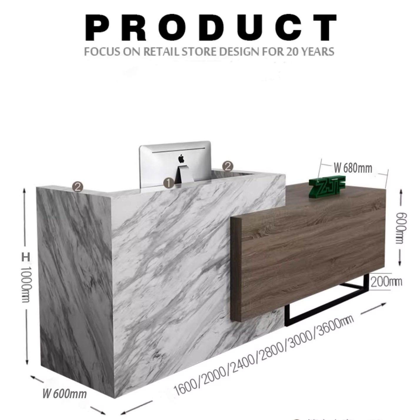 Cers Large Custom Modern Marble Office Reception Desk — M2 Retail