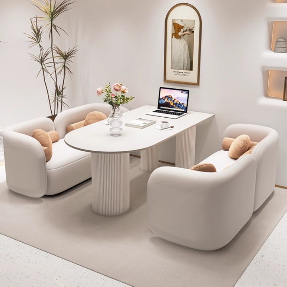 Cream Style Conference Sofa Chair Set, Beauty Salon Sofa Rest Area Rec ...