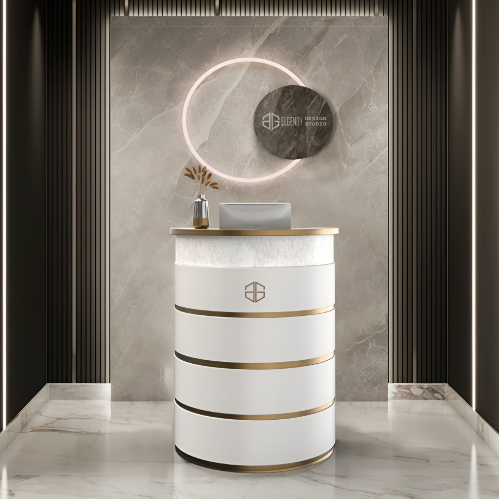 Dolon Light Luxury Small Curved Reception Desk — M2 Retail