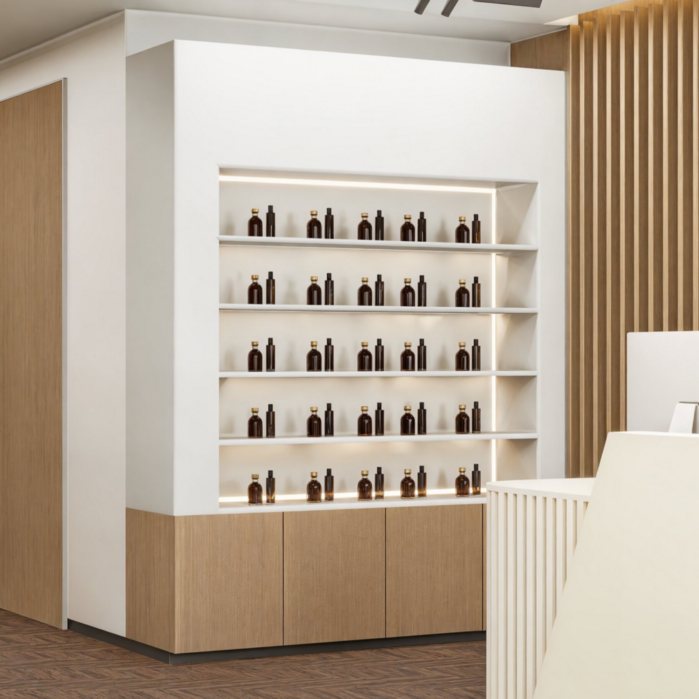 Elegant Modern White Oak Spa & Salon Reception Area Side Cabinet — M2 ...