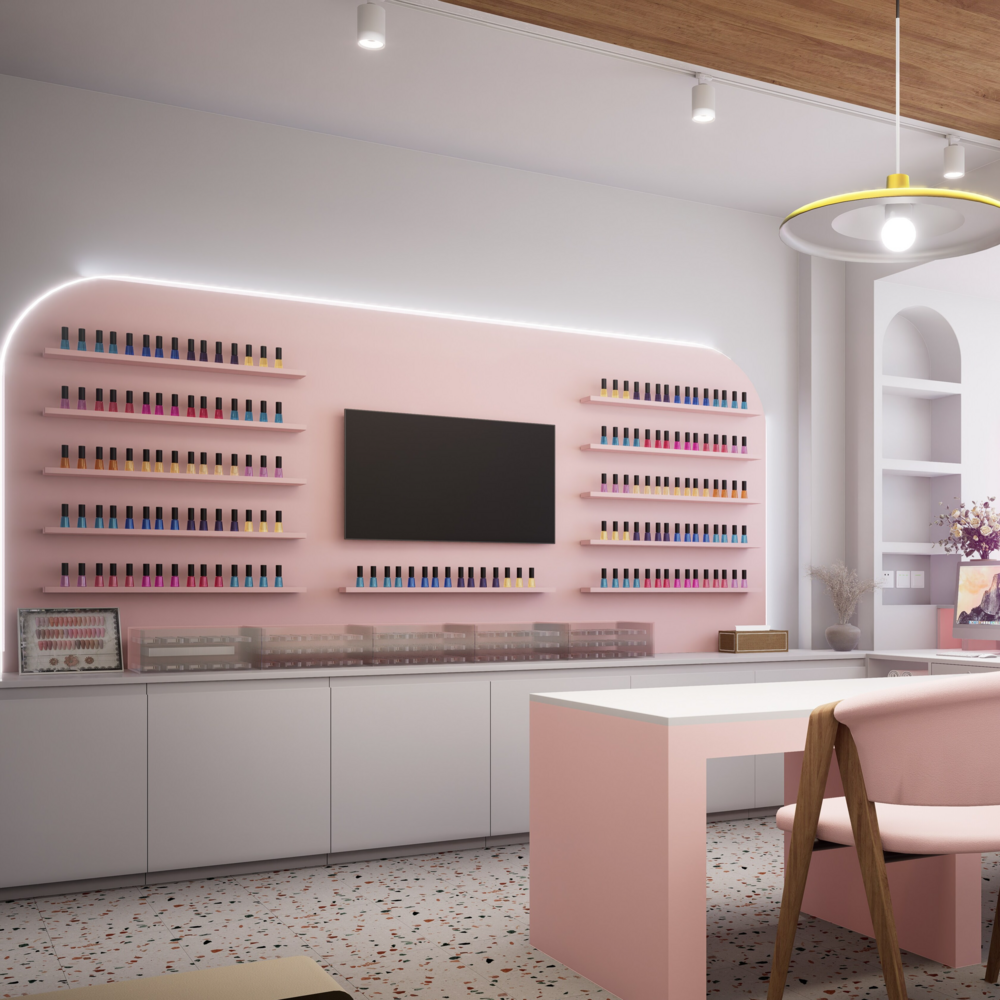 Illuminated Beauty Store Back Cabinet with LED Lighting — M2 Retail