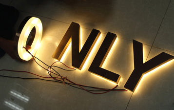 Reverse Lit Shopfront Signage Stainless Steel & Acrylic 10cm H x 10 se ...