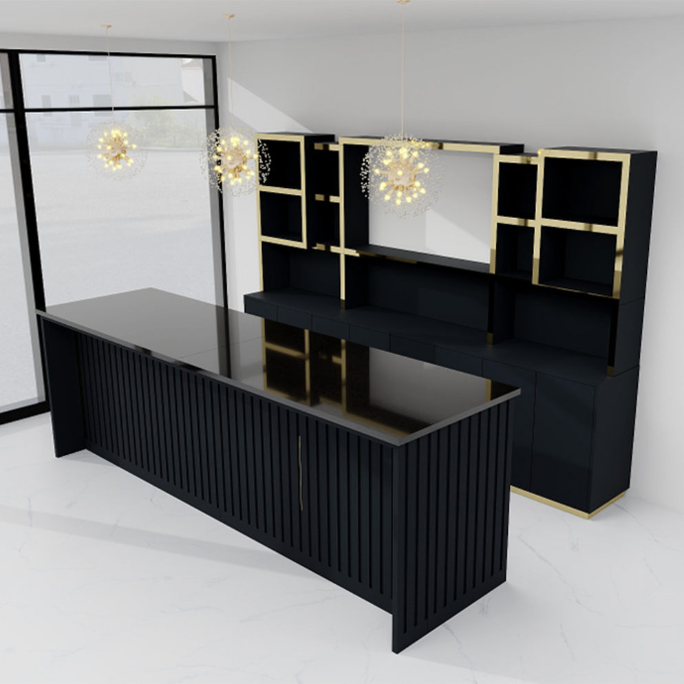 Modern Minimalist Grid Custom Artificial Stone Countertop Reception de ...