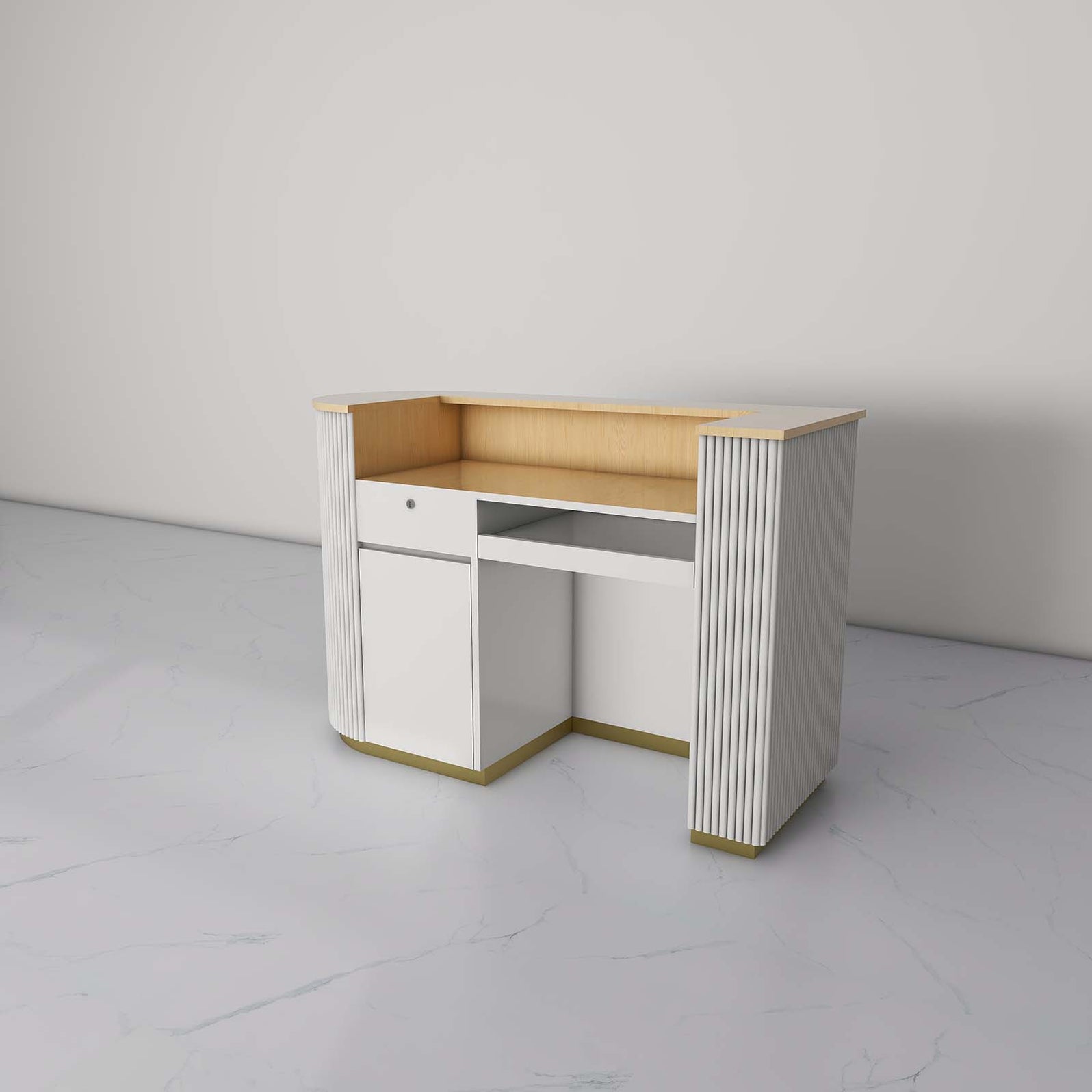Morandi Octar Custom Rounded Right Angle Reception Desk — M2 Retail