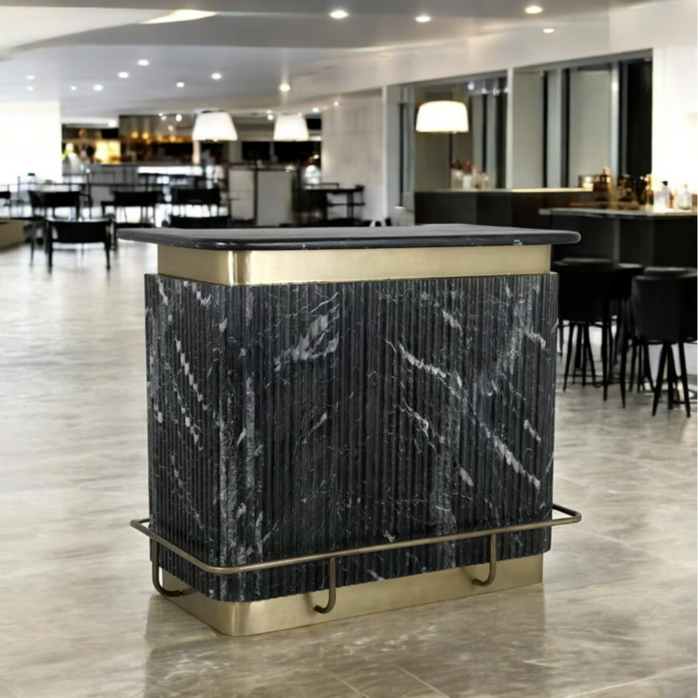 Strata Vintage Marble & Metal Bar Counter - $1000/m Custom — M2 Retail