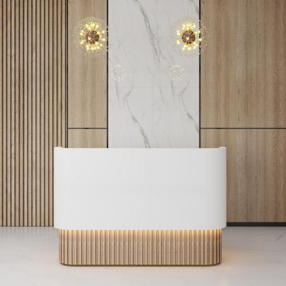 Mola Curved Modern Custom Reception Desk — M2 Retail