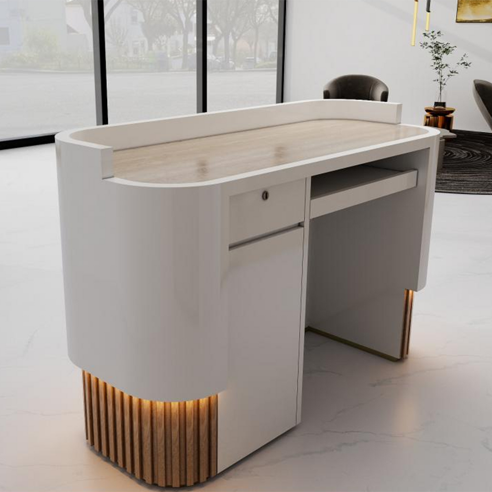 Mola Curved Modern Custom Reception Desk — M2 Retail