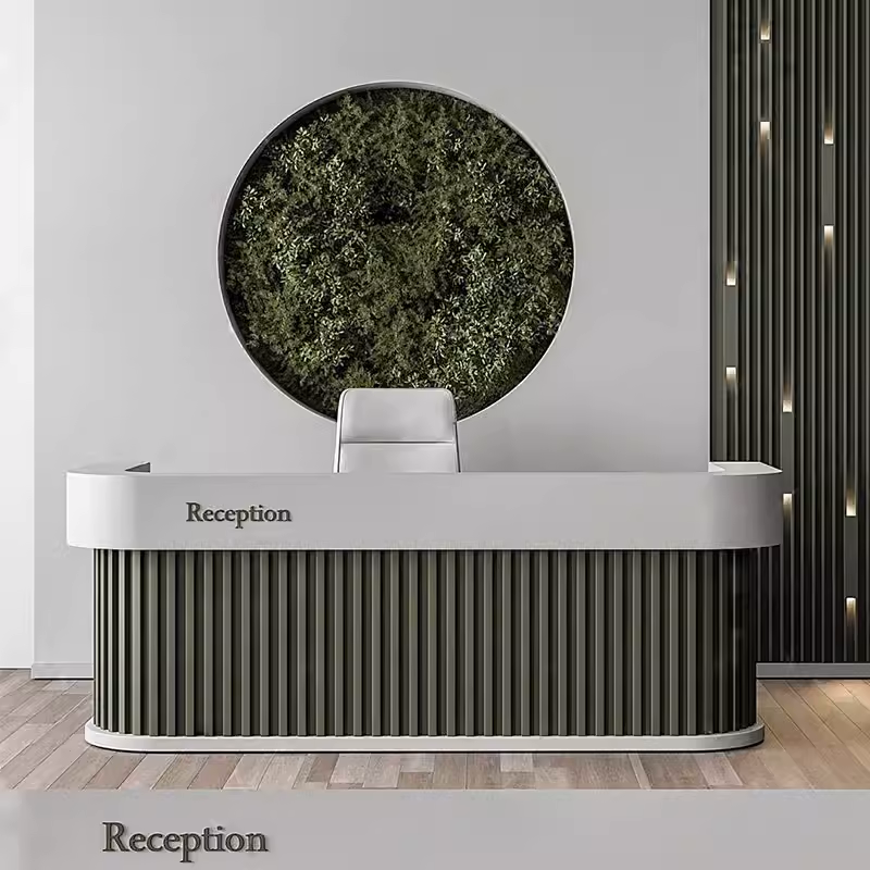 Hebe Modern Design Wooden Trendy Reception Desk — M2 Retail