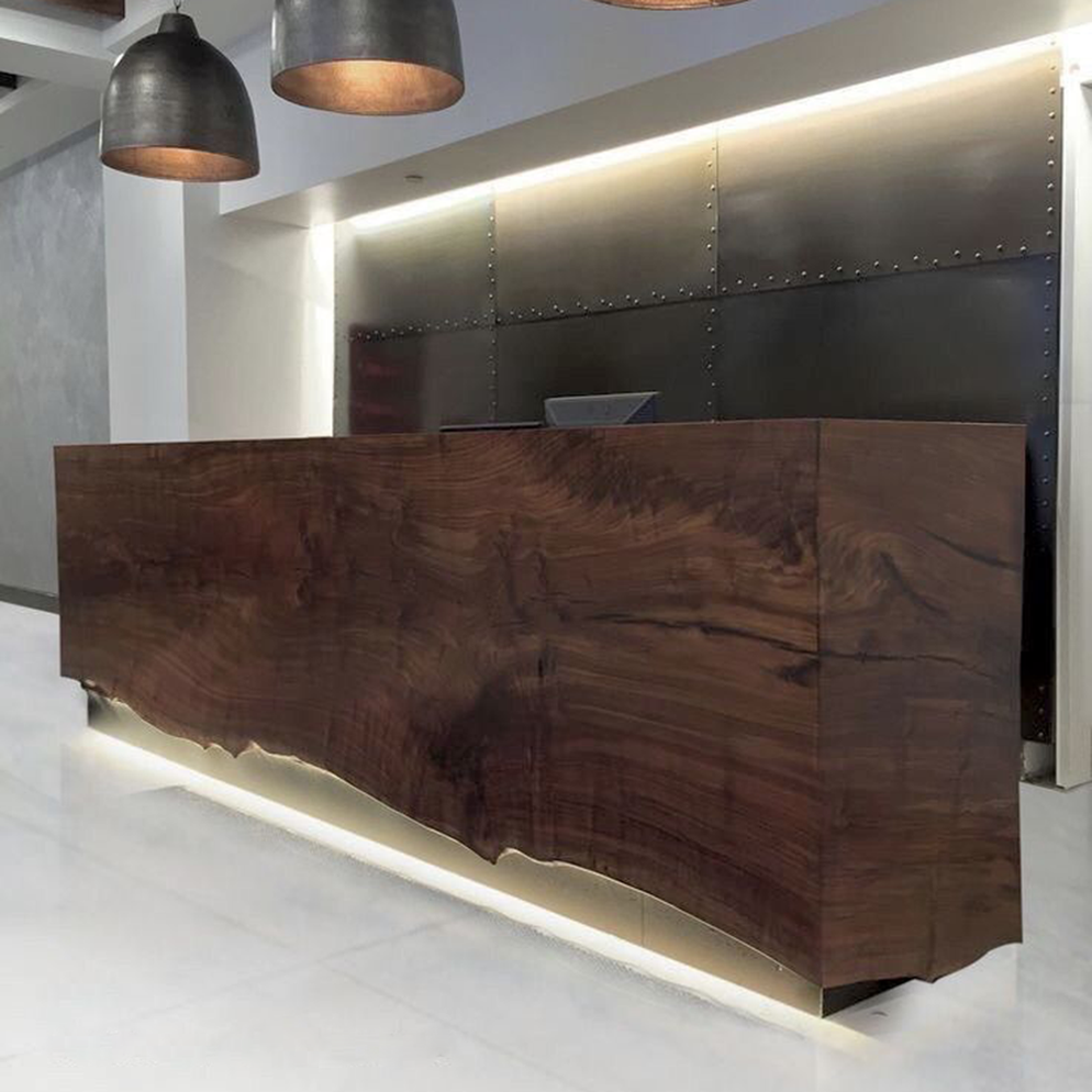 Worlen Wood Grain Custom Reception Desk — M2 Retail