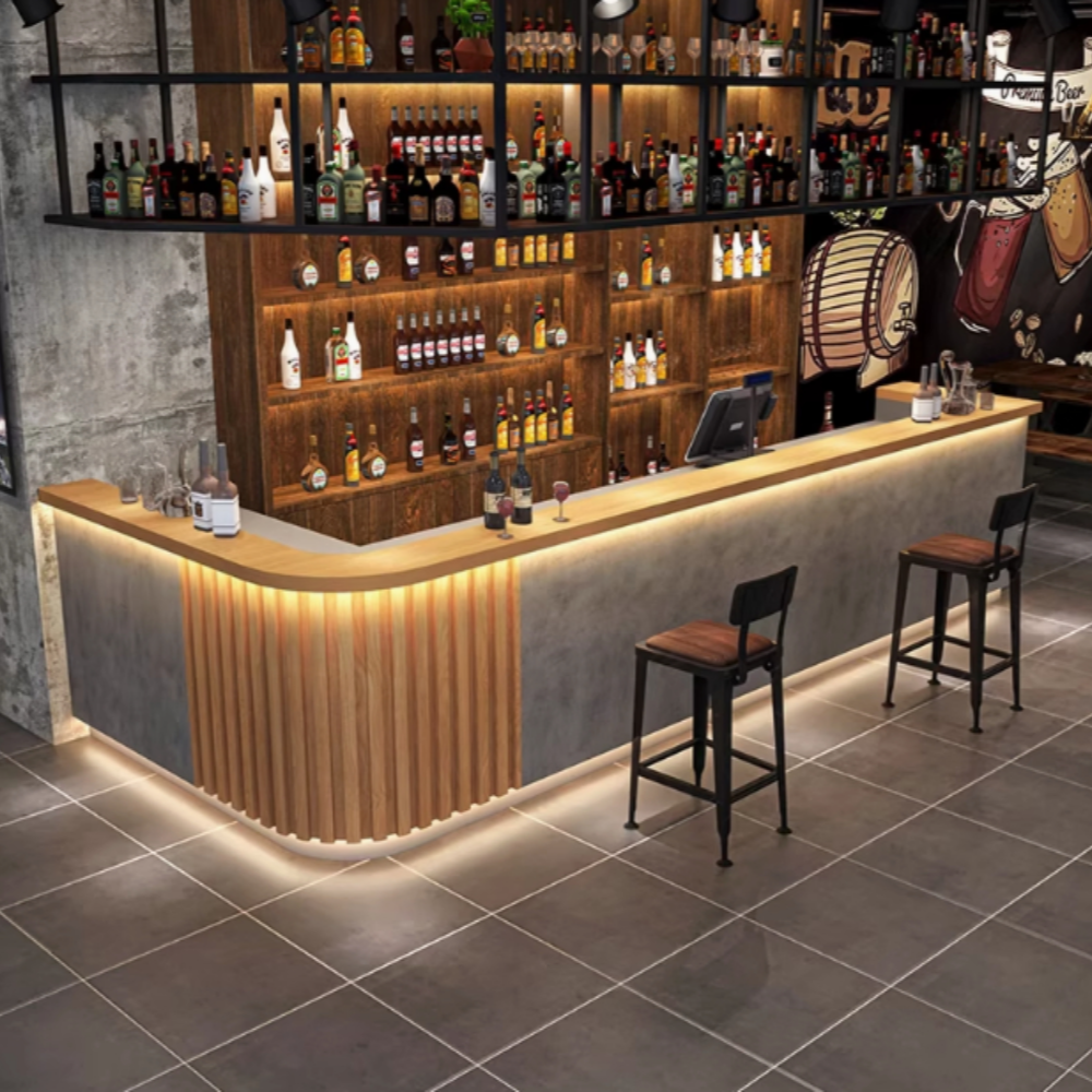 Zeno Wooden Grid Bar Counter - $550/m Custom — M2 Retail