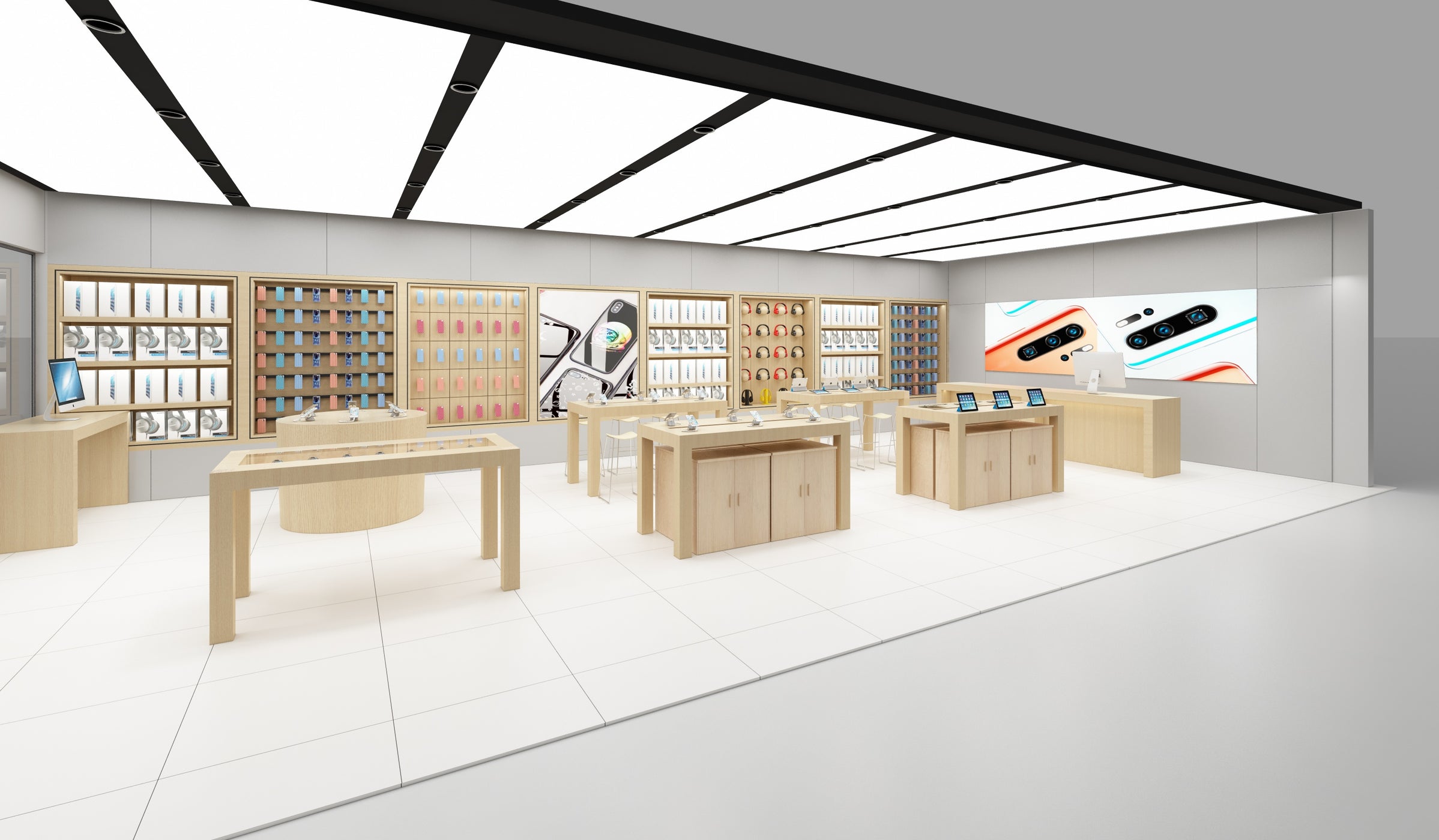 Cell Phone Display Showcase for Apple Store | Electronic Showroom ...