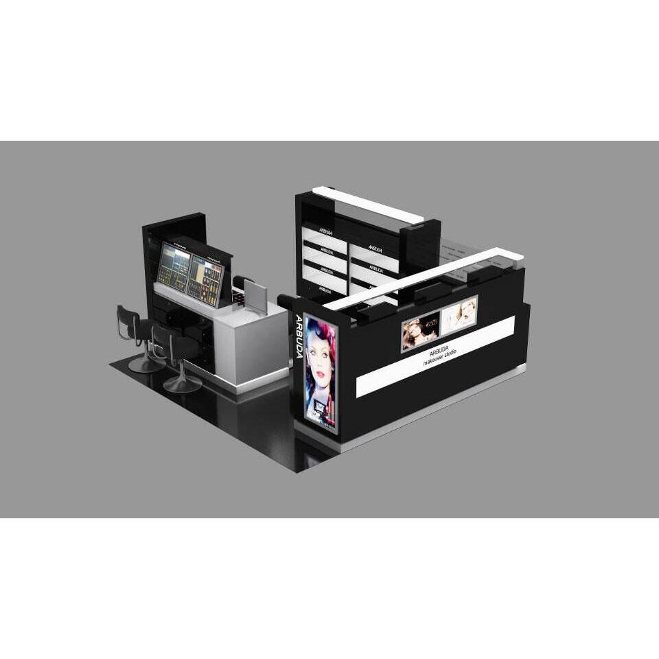 10x12ft Makeup Mall Kiosk Customized Black Painting & White Corian Mad ...