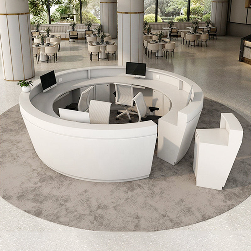 Customized White Round Reception Desk for Spa Club Shopping Mall Hotel ...