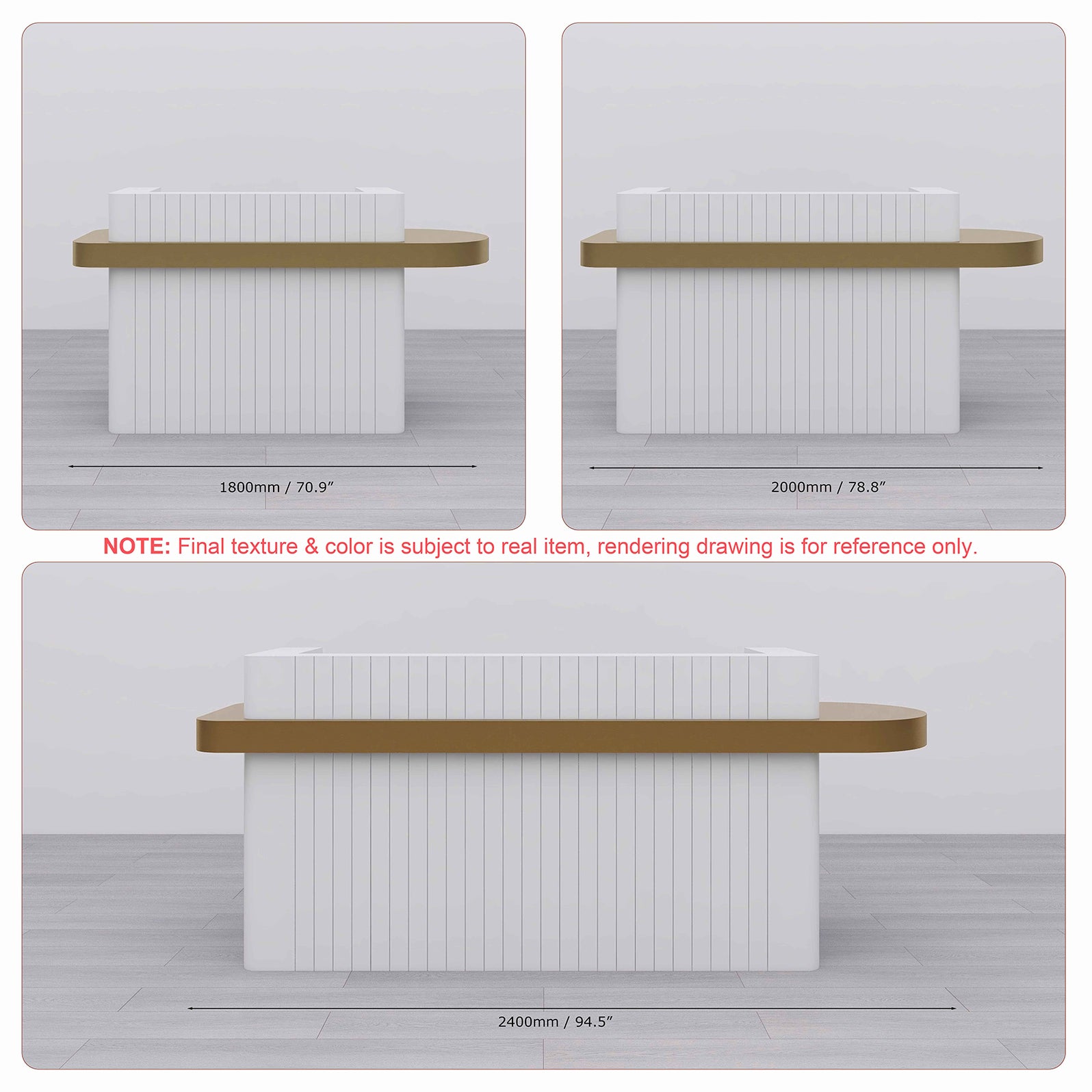 UPGRADED Macron Gold Pencil Reception Desk of High Quality - M2 Retail