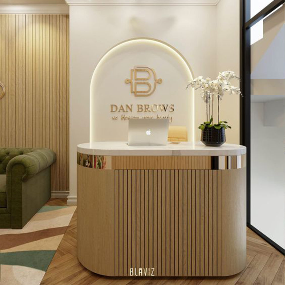 Morandi Timber Reception Desk Custom — M2 Retail