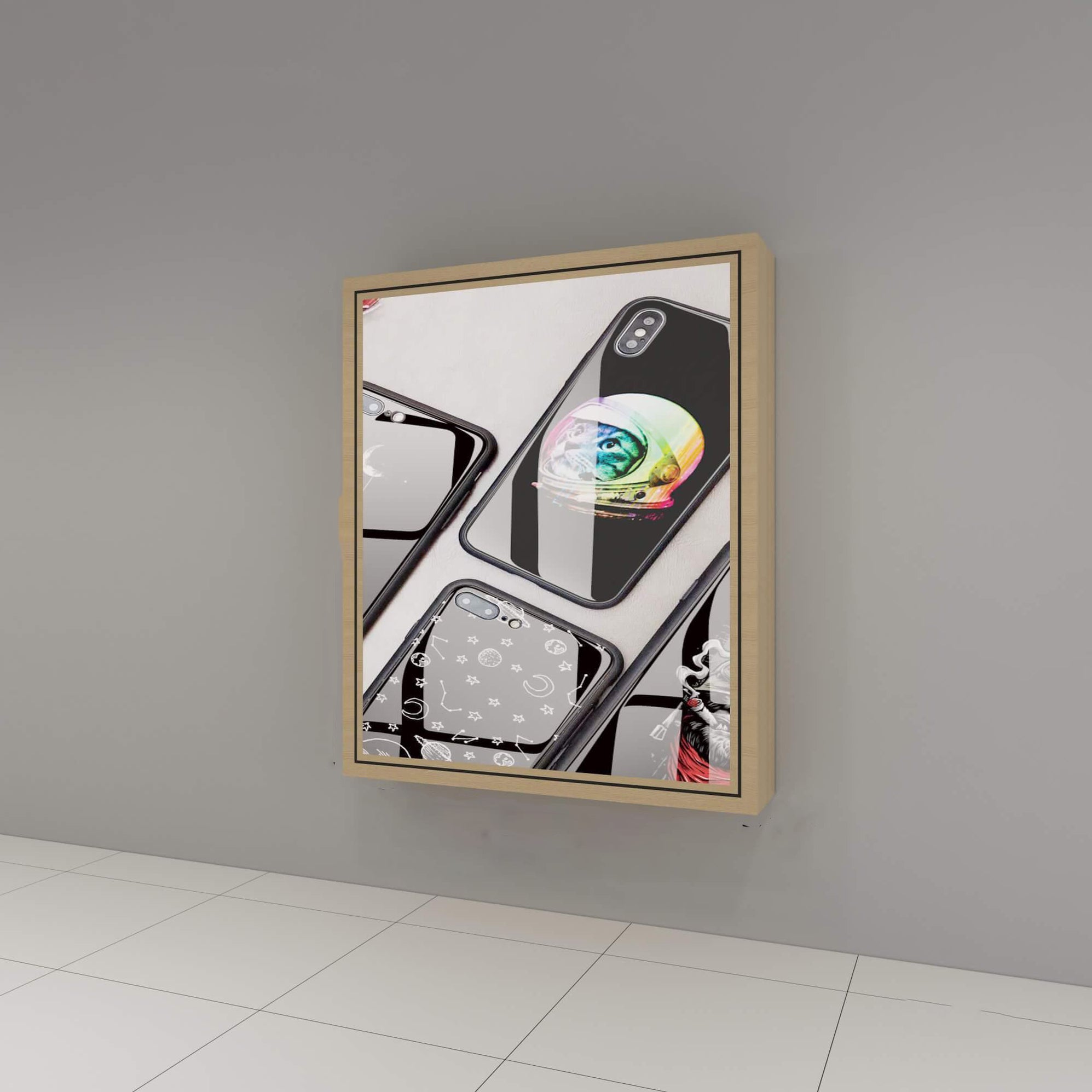 Cell Phone Store Wall Display Cabinet Shelf Hooks Headset Solution for ...