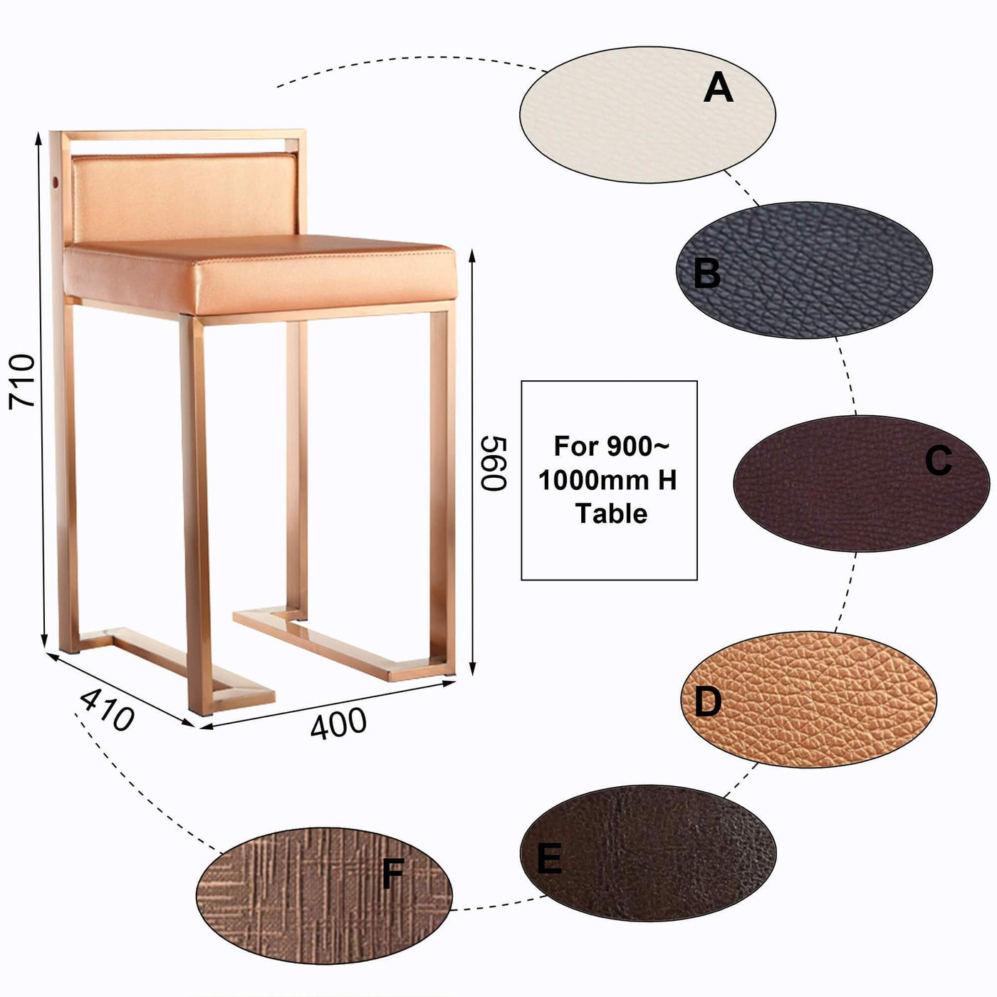 Brushed stainless steel rose gold jewelry chair A — M2 Retail