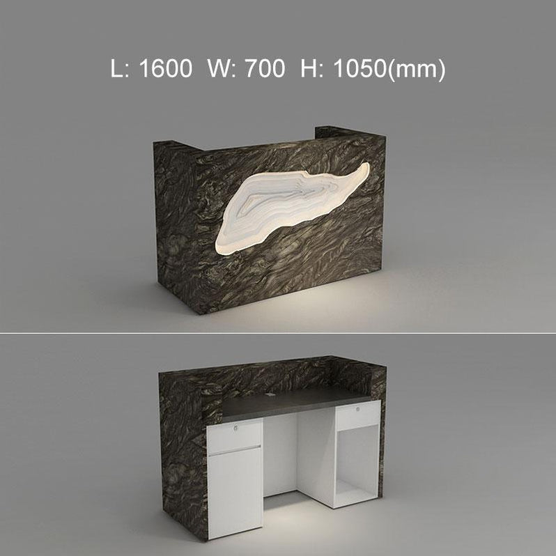 Illuminated INS Reception Desk Modern Design in Marble Laminated Offic ...