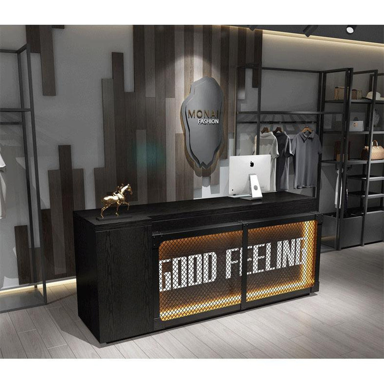 Loft Style Wooden Reception Desk for Clothing Store gym — M2 Retail