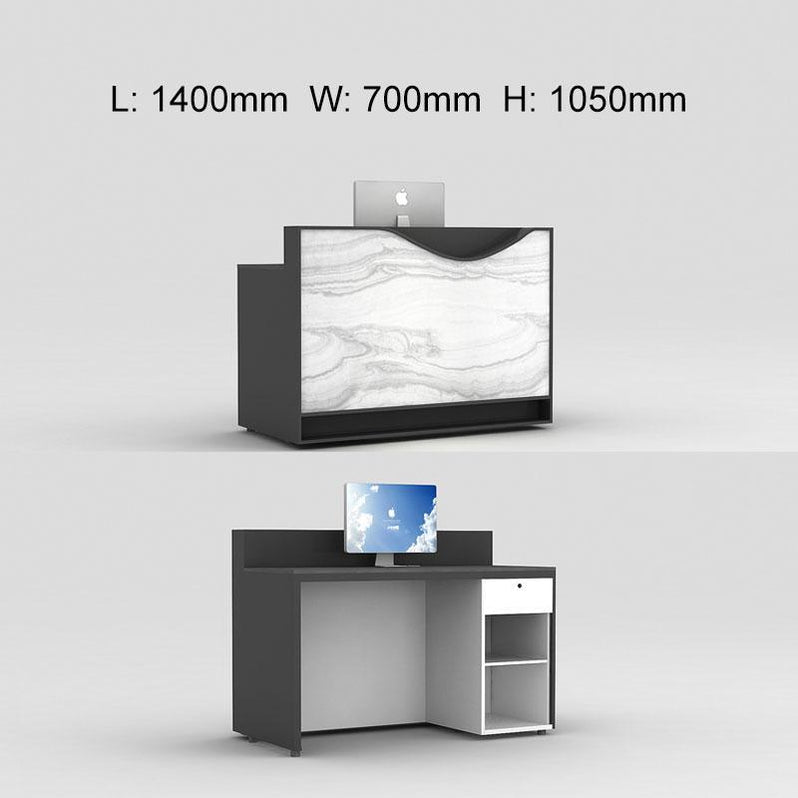 Modern Black Reception Desk Marble Laminated Front Desk Eco-friend Pan ...