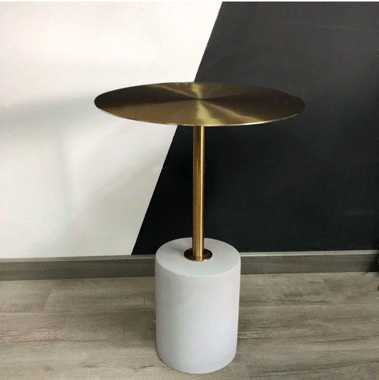 Minimalist Gold/ Silver Stainless Steel Cement Small Desk Side Table ...