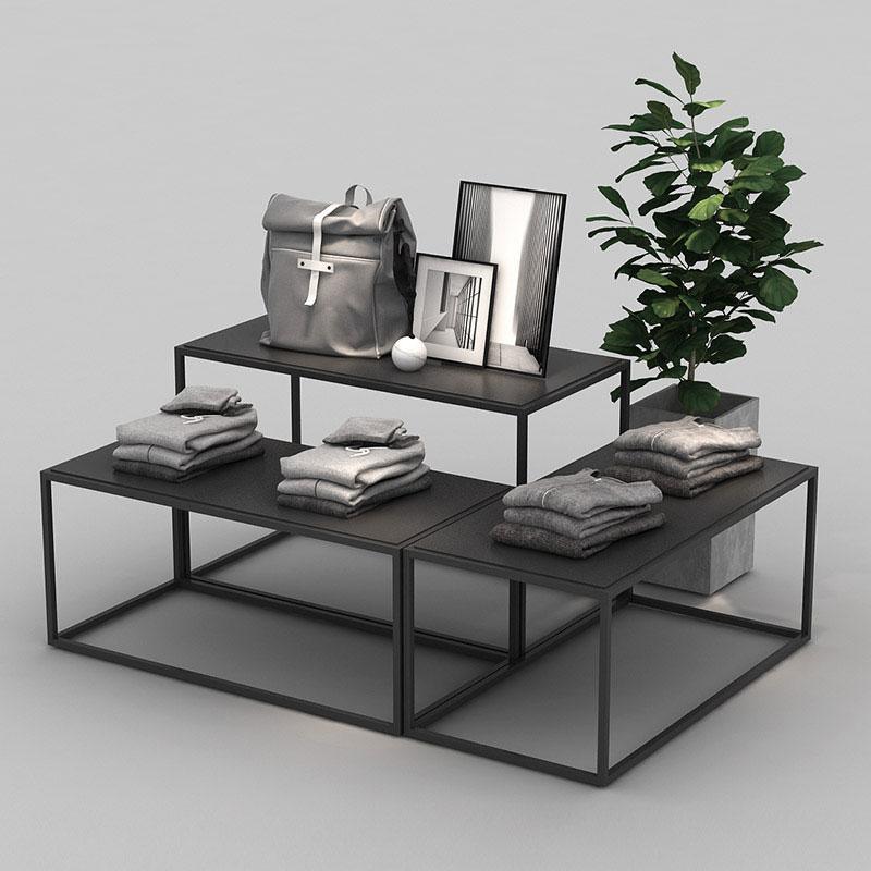 Step Shelf Promotion Display Wood Black Metal Made for Retail Store Sh ...