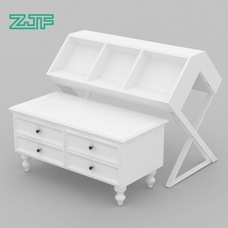 White Painting Display Table with Cabinets for Clothing Store Window D ...
